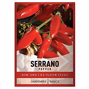Serrano Pepper Seeds for Planting Heirloom Non-GMO Ancho Peppers Plant Seeds for Home Garden Vegetables Makes a Great Gift for Gardening by Gardeners Basics