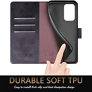 SUANPOT for Samsung Galaxy A53 5G Leather Wallet case with RFID Credit Card Holder Flip Folio Book Phone case Shockproof Cover for Women Men for Samsung A53 case Wallet Black