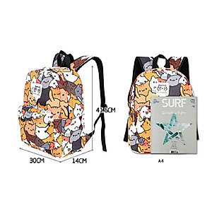 GK-O Cute Cat Canvas Backpack School Shoulder Bag Laptop Bag