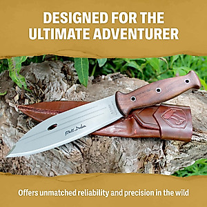 Condor Tool & Knife Cavelore Knife - Fixed Blade Knife with Leather Sheath - 1905 High Carbon Steel Bushcraft Knife with a Burnt American Hickory Handle - 4.3 in Blade - 7.8oz