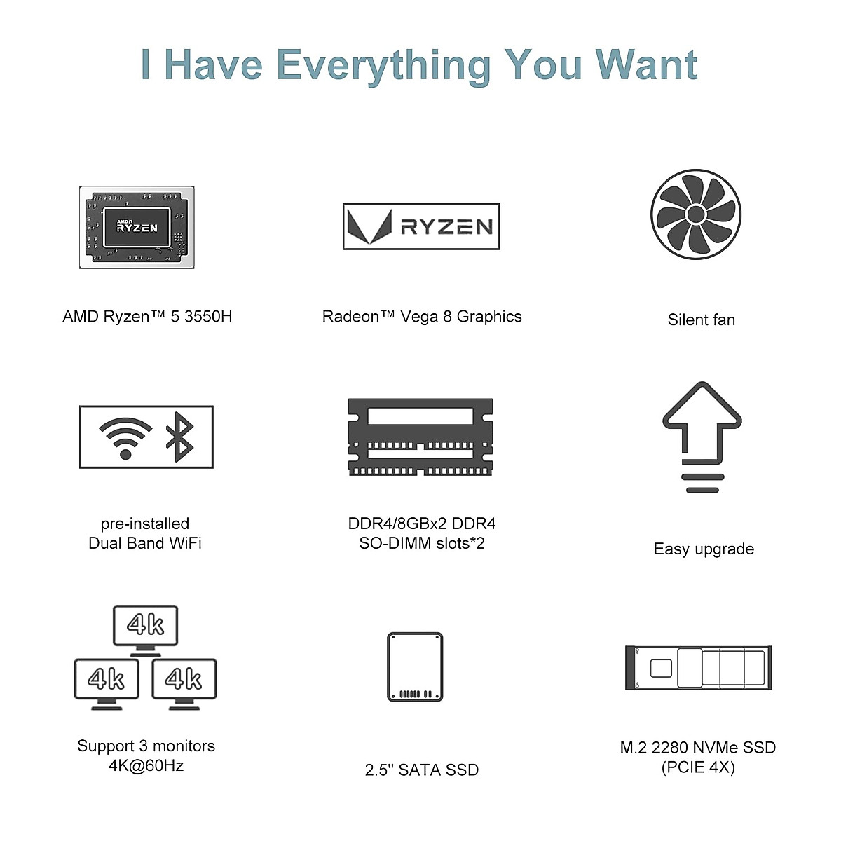 MINISFORUM DeskMini UM350 Mini PC AMD Ryzen 5 3550H DDR4 16GB RAM + 512GB NVMe SSD Desktop Computer, HDMI/DP/USB-C 4K@60Hz Triple Screen Support, 2.5G LAN, Radeon Vega 8 Graphics Mini Computer