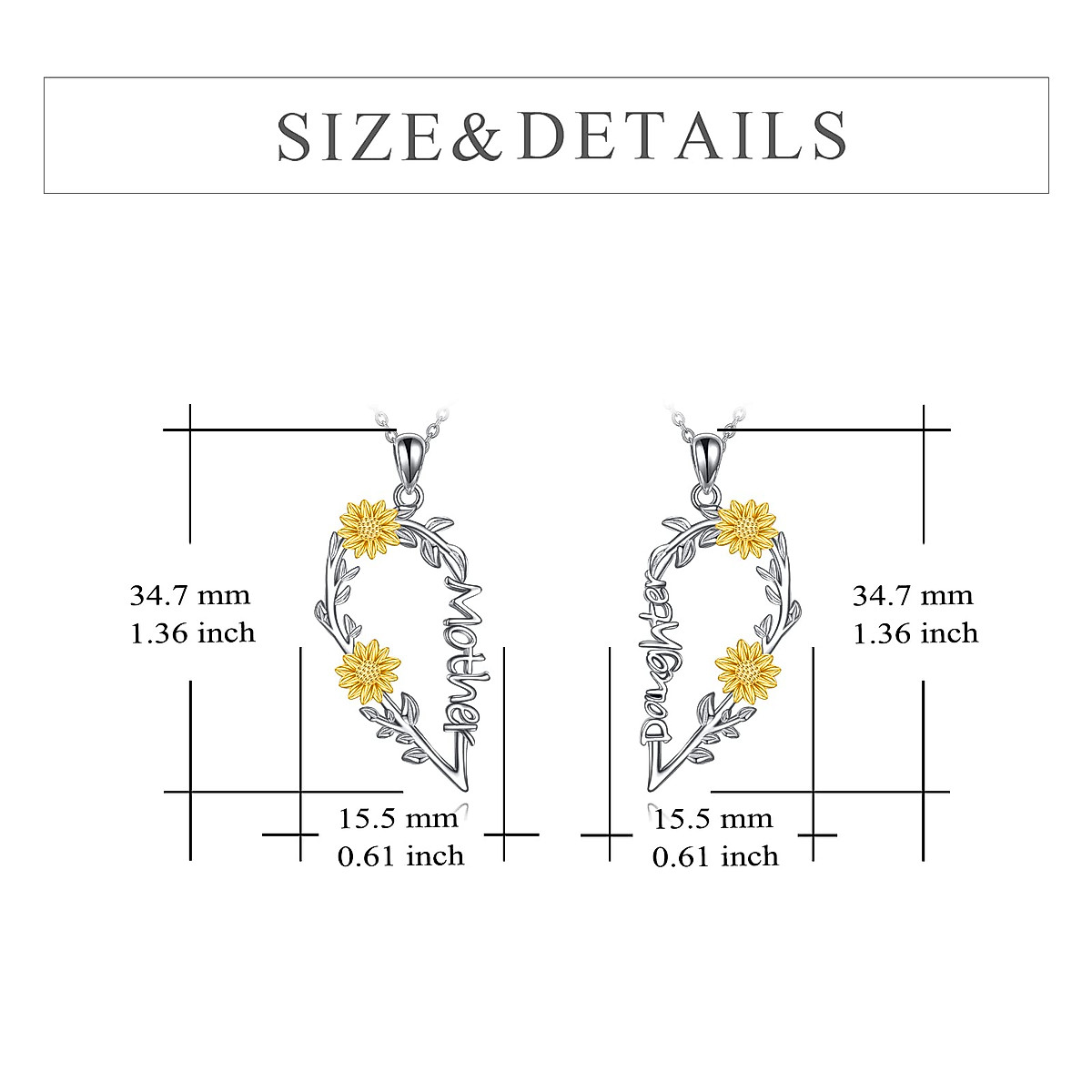 YFN Mother Daughter Necklace for Two Sterling Silver Mother Daughter Pendant Heart Matching Jewelry Gifts for Women