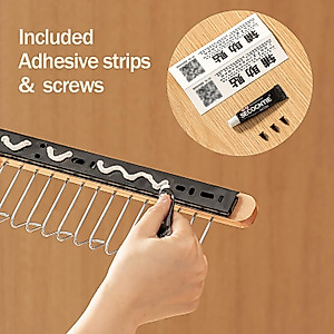 Pull Out Belt Rack for Closet, Sliding Hooks Hanger Rack for Bras Ties Tank Top Scarf Jewelry, Space Saving Organizr for Wardrobe Cabinet, Left Side 8 Hooks Rail, 2 Pcs