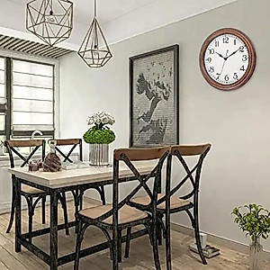 Vigorwise 14 Inch Wooden Wall Clock, Retro Wood Wall Clocks Battery Operated, Large Silent Sweep Movement Accurate Wall Clock for Living Room Bedroom Housewarming Present