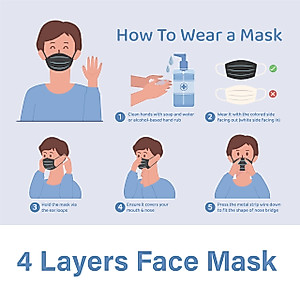 A-Trend Deals 25 Pcs Disposable 4 Layers Face Masks, Non-medical, Extra Layer Protection Face Masks for Adult, Teenager, Seniors (Black)