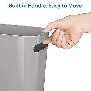 Vtopmart 4 Pack Plastic Small Trash Can, 1.5 Gallon/5.7 L Office Grey Bin with Built-in Handle, Slim Waste Basket for Bathroom, Bedroom, Home Office, Living Room, Kitchen