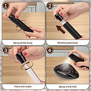 FWUNYVN 4Pcs Coffee Bean Dosing Cup, Spray Bottle, Spoon and Stirrer Tool Set, Coffee Bar Accessories Ceramic Espresso Dosing Funnel Spray Bottle for Reducing Coffee Static, Coffee Lover Gift (Black)