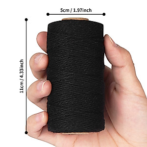 Black Natural Cotton Craft String - Ohtomber 328 Feet 2MM Bakers Twine for DIY Crafts and Gift Wrapping