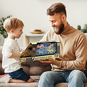 Tcvents Toys for 3 + Year Old Boys Girls, Car Toys Carrier Trucks for Kids 5-7 Gifts - Rhino Truck Transport Carrier Toy Playset with Animal Toys & Accessories for Kids Birthday