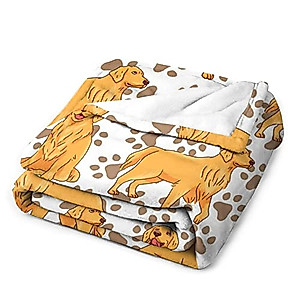 Golden Retriever Blanket Gifts, Dog Pattern Flannel Fleece Throw Blanket Soft, Lightweight, Comfortable, Warm Golden Retriever Themed Blanket for Humans Adults Kids