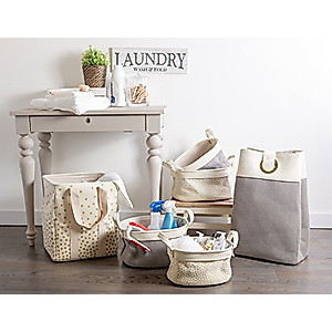 DII Canvas Laundry Basket, Grey Colorblock, Bag Large