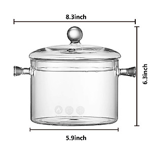 Jucoan 1.5L/50oz Glass Saucepan with Cover, Heat Resistant Stovetop Glass Cooking Pot with Lids for Pasta Noodle, Soup, Milk, Baby Food, Glass Cookware Gift for Housewarming, Wedding, Birthday