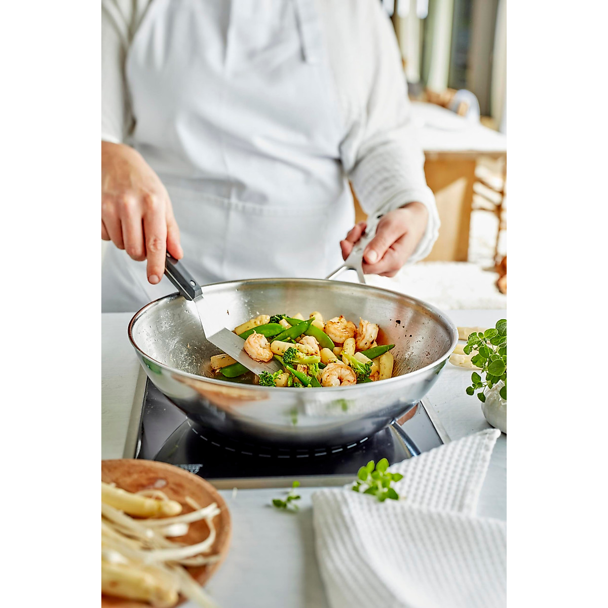 Demeyere Industry 5-Ply 5-qt Stainless Steel Flat Bottom Wok