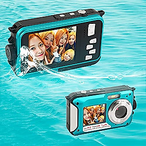 BATIVE Digital Camera,2.7K Dual Screen Waterproof HD Video Camera,1080P HD Camera,1.8-inch Front Screen, 2.7-inch Rear Screen and 16X Digital Zoom,for Beginners, Teens, Childs
