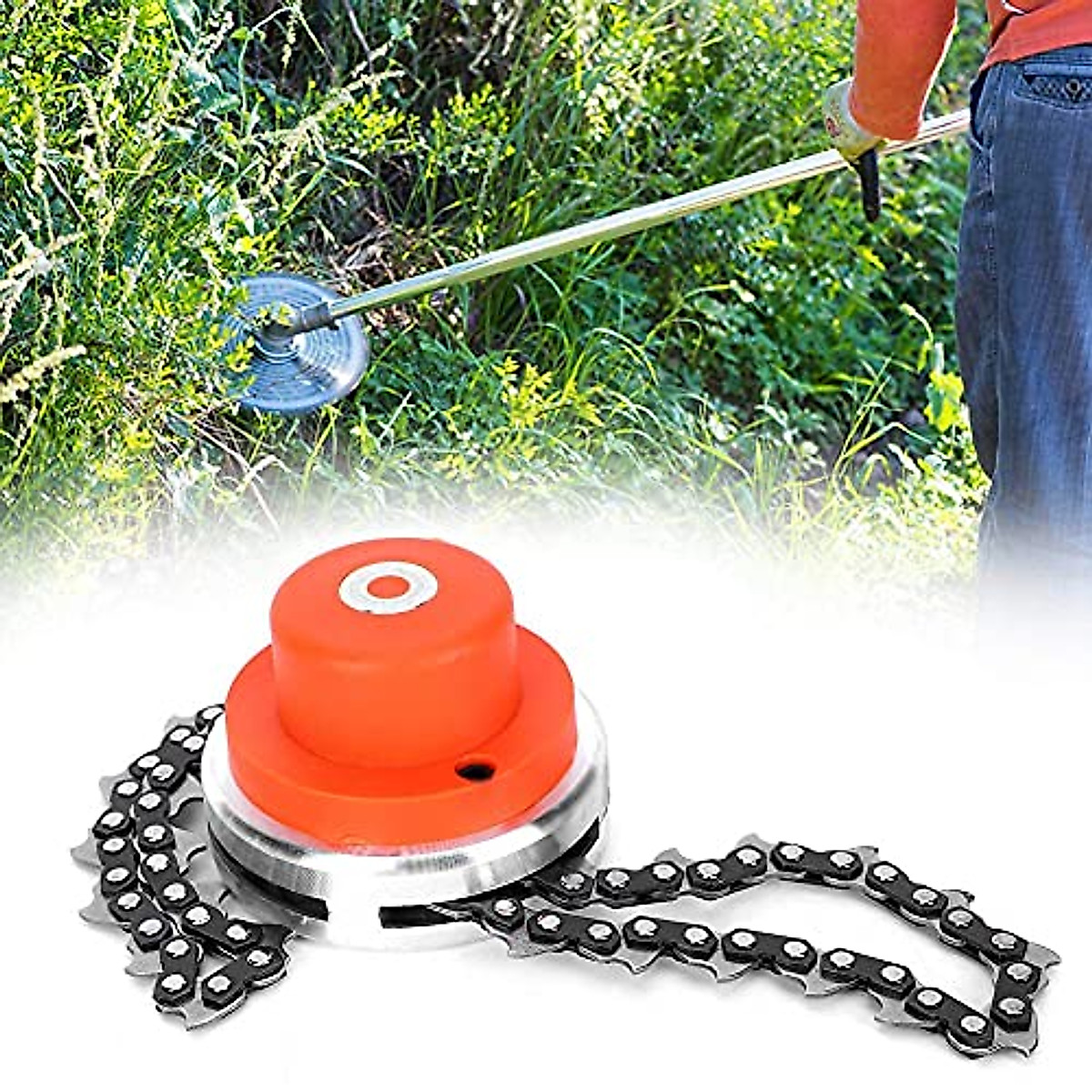 Walfront Multifunctional Spiral Chain Trimmer Head Replacement Head Garden Lawn Mower Accessories Outdoor Grass Trimmer 148*115*70mm
