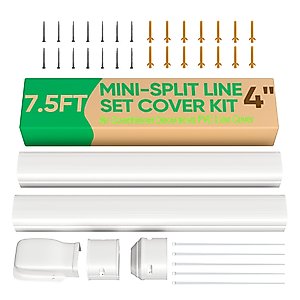 Plusluck 4" 7.5Ft Mini Split Line Set Cover Kit PVC Decorative Pump Covers AC Line Cover for Outside Units Air Conditioners & Heat Pump
