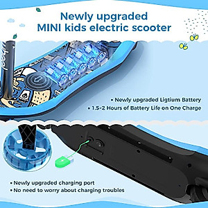 [Gift for Children's Day] isinwheel Mini Pro Electric Scooter for Kids Ages 3-12, 3-Wheel Electric Scooter for Boys/Girls with Long Battery Life, Flashing LED Wheels, 3 Adjustable Height (Blue)
