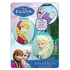 Frozen Elsa BocaClips by O2COOL, Beach Towel Holder, Clips, Set of 2, Beach, Patio or Pool Accessories, Portable Towel Clips, Chip Clips, Secure Clips 2 Packs of 2 Elsa and 2 Anna = 4 Towel Clips