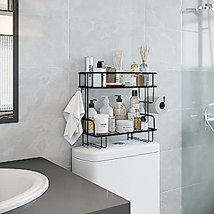 RICH LIVING DECOR Over The Toilet Storage, Over Toilet Bathroom Organizer, Above Toilet Rack, Toilet Stand, Bathroom Shelves Over Toilet, High-Grade Carbon Steel, Easy Assembly, 2-Tier Black