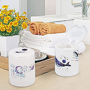 LYroo 2 Pack Qtip Holder Dispenser for Cotton Ball,Cotton Swab,Cotton Round Pads,Floss White Plastic q tip holder Jar with lids Set for Bathroom Bedroom Storage