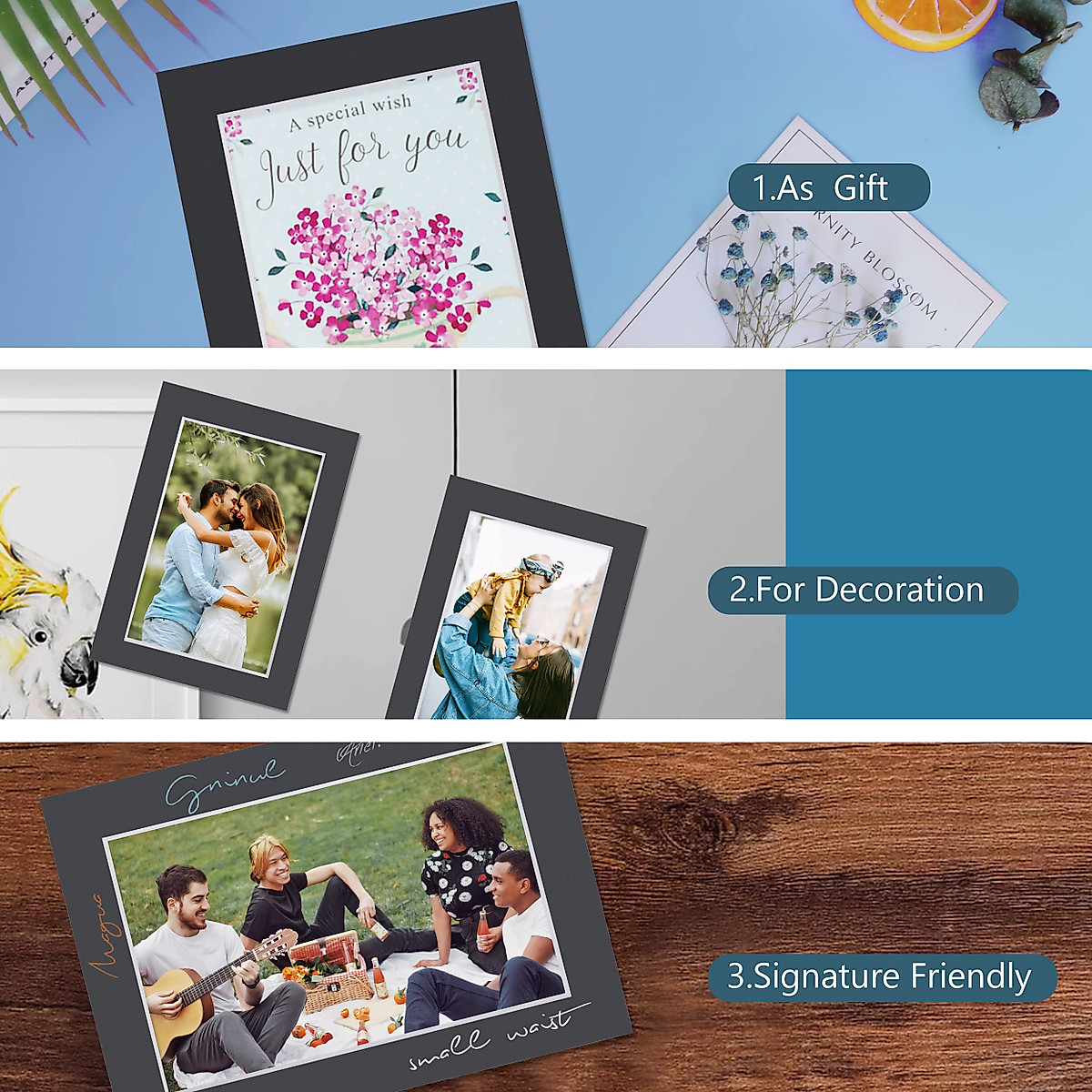 Somime 25 Pack Black Picture Mats - 11x14 Pre-Cut Mats for 8x10 Photos - White Core Bevel Cut Frame Matte, Acid Free, Ideal for Frames, Artwork and Prints