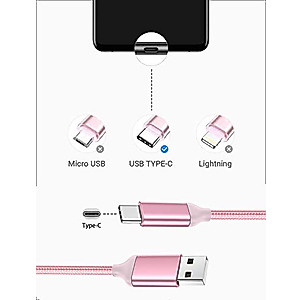 USB C Cable Pink 10 ft 3-Pack, Long Quick Charger Cord, Android Type C Fast Charging Cable for OnePlus Nord N200/N100, LG Stylo 6 5 4, Samsung Galaxy S10 S9 S8 A31, Note 9 Plus, Tab S6/S5e, Sony PS5