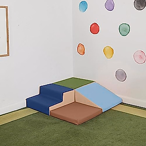 ECR4Kids SoftZone Junior Little Me Corner Climber, Beginner Playset, Earthtone, 4-Piece