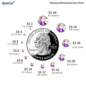 Bymitel 7200 Pieces 6 Mixed Sizes Glue Fix on Glass Rhinestones Round Crystal Gems Flatback for DIY Jewelry Making with one Picking Pen (6-Sizes 7200PCS, Crystal AB)