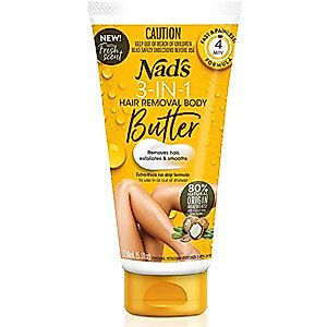 Nad's 3n1 Hair Removal Butter, Gentle & Soothing Hair Removal Cream For Women, Sensitive Depilatory Cream For Body & Legs, Suitable for all skin types (21103), 5.1 Fl Oz (Pack of 1)