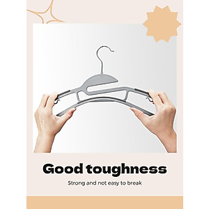 HOUSE DAY Grey Plastic Hangers 50 Pack, Slim Clothes Hangers Space Saving, Non Slip Hangers with Rubber Pads, Sturdy Coat Hangers for Closet, S-Shaped Hangers for Shirt, Suit, Pant, Skirt