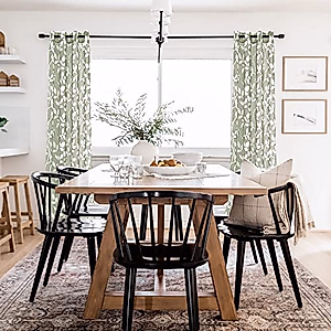 Sage Green Boho Curtains 84 Inch Length for Living Room 2 Panels Set,Natural Leaf Floral Tree Branch Bohemian Design Patterned Neutral Window Sheers for Bedroom,52x84 Inches Long,White Light Green