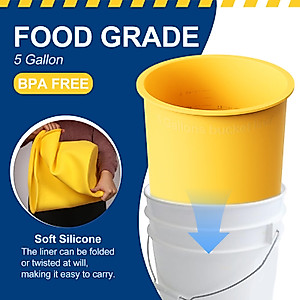 BUCKET LINER - 5 Gallon Bucket Saver Silicone Bucket Reusable Liners for Thinset and Concrete Mix (Yellow)