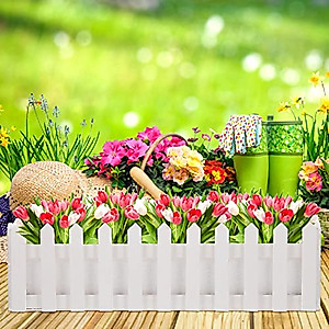 Happyyami Wooden Plant Pot Picket Fence: Flower Pot Window Box Garden Flower Bed for Wedding Home Decorations 40x11cm