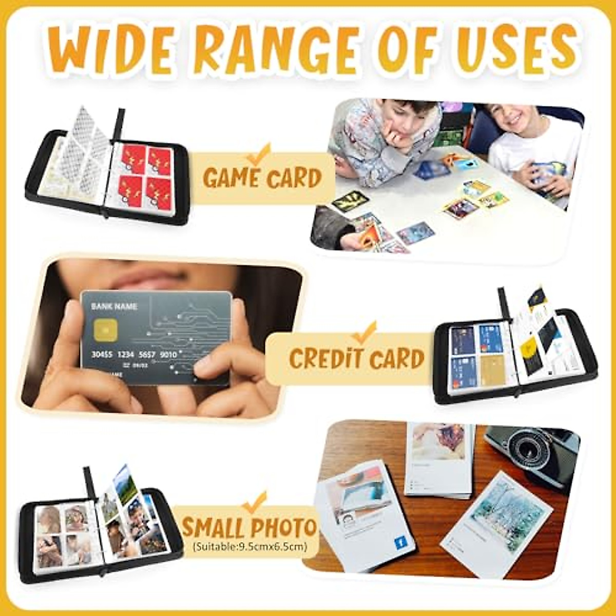 GOROMA Card Binder 4-Pockets, 400 Pockets Card Holder with 50 Removable Sleeves, Trading Card Collector Zipper Album Holder, Red