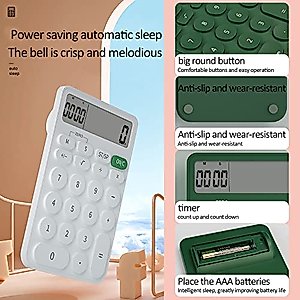 VEWINGL Standard Calculator 12 Digit,with Timers and Alarm Clock,Calculator with Large LCD Display for Office,School,Home & Business Use,Automatic Sleep,with Battery(Green)