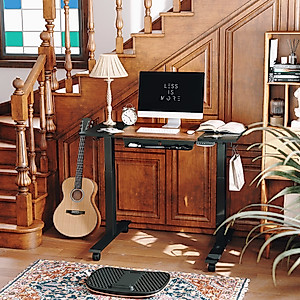 FEZIBO Height Adjustable Electric Standing Desk with Pencil Holder, 48 x 24 Inches Stand Up Desk, Sit Stand Desk with Black and Espresso Top and Black Frame