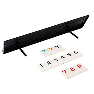 Homwom 106 Tiles Rummy Game - Travel Games Rummy Board Game Rummy Set with Aluminum Case & 4 Anti-Skid Durable Trays