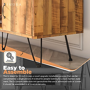 Industrial Media Console Television Stands - Particle Board and Metal TV Stand with Storage - TV & Media Furniture in Brown - TV Stand for 65 Inch TV for Living Room - Home Entertainment Center