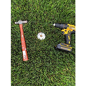 Keyfit Tools FlatMark Stainless Steel Low Profile Property Markers 4 Pack Screw in Flat Boundary Stakes Survey Pins Land Markers 3 Inch Wide Plague x 10 Inch Long Anchor for Property Corners Or Lines