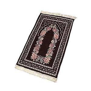 Portable Muslim Prayer Rug, Sajadah for Islam Prayer Carpet Mat Lightweight Folable Ramadan Praying Mat Islamic Gift for Kids Men Women Brown 70x110cm
