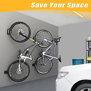 TORACK Wall Mount Swivel Bike Rack with Locking Mechanism, Bike Hangers for Garage Wall Vertical Space Saving Bike Wall Mount Garage Home Bike Storage, Pack of 2