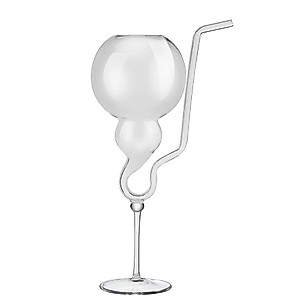 Straw red wine glass Hand Blown crystal Sippy cups set of 1 Champagne cocktail juice glasses Unique Large Long Stem white wine glasses capacity (Round)