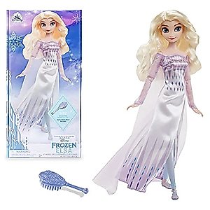 Disney Store Official Princess Elsa Classic Doll for Kids, Frozen 2, 11½ Inches, Includes Golden Brush with Molded Details, Fully Posable Toy in Satin Dress - Suitable for Ages 3+ Toy Figure