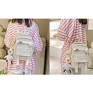 Kawaii Backpack Teen Girls Bag Waterproof Nylon with Cute Pendant and Pin Mini Shoulder Bag (Black)