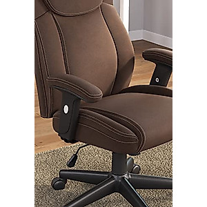 Signature Design by Ashley Corbindale Classic Upholstered Home Office Swivel Desk Chair, Brown & Black