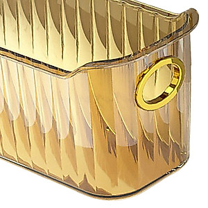 PETSOLA Multifunctional Desktop Storage Basket Organizer Storage Bin for Cosmetics Kitchen Closet Shelf Bathroom Vanity, Aureate