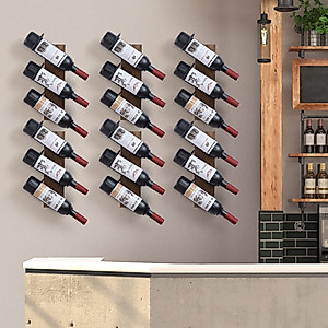 Taprion Wine Rack Wall Mounted, Wood Wall Wine Rack for 6 Wine Bottles, A Stylish and Space-Saving Wine Rack for Kitchen, Dining Room, Home Bar, Wine Cellar (6 Wine Bottles)