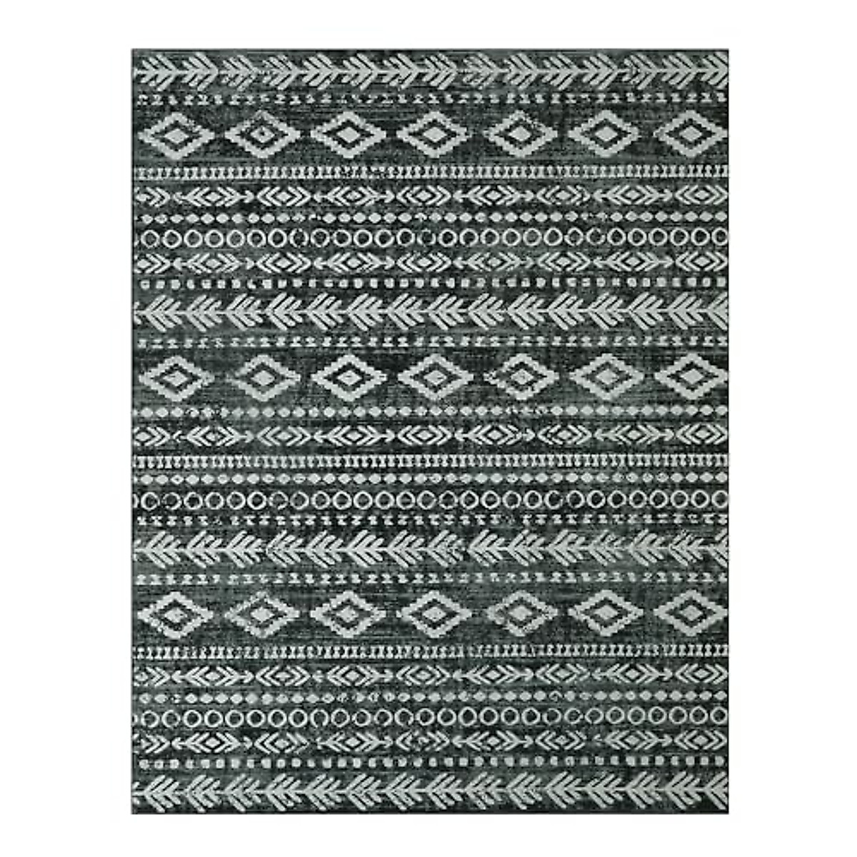 Lahome Boho Moroccan 8x10 Area Rugs, Ultra-Thin Soft Black White Rugs for Living Room Washable, Non-Shed Tribal Print Large Indoor Carpet Stain Resistance for Bedroom Playroom Nursery