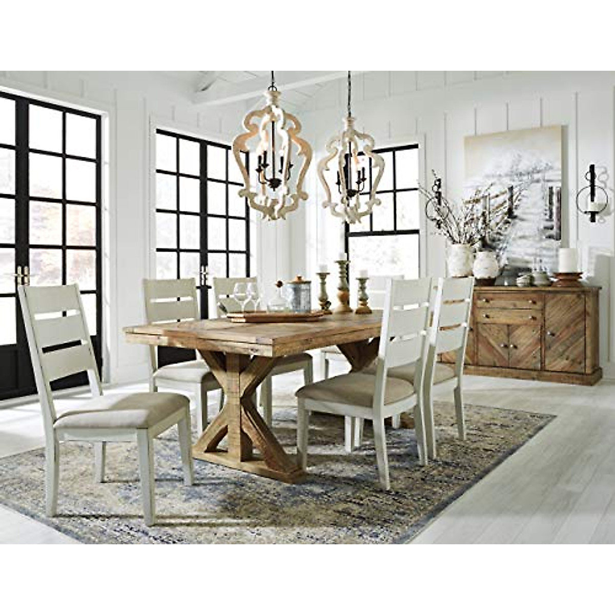 Signature Design by Ashley Grindleburg Farmhouse Reclaimed Wood Dining Table, Seats up to 6, Light Brown