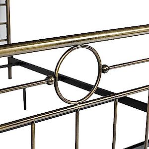 Walker Edison Vintage Antique Metal Iron Pipe King Size Bed Headboard Footboard Bed Frame Bedroom, King, Bronze